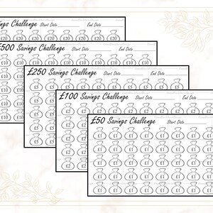 GBP Money Savings Challenge Bundle | Pounds | Set of 15 | 3x6 Inch ...