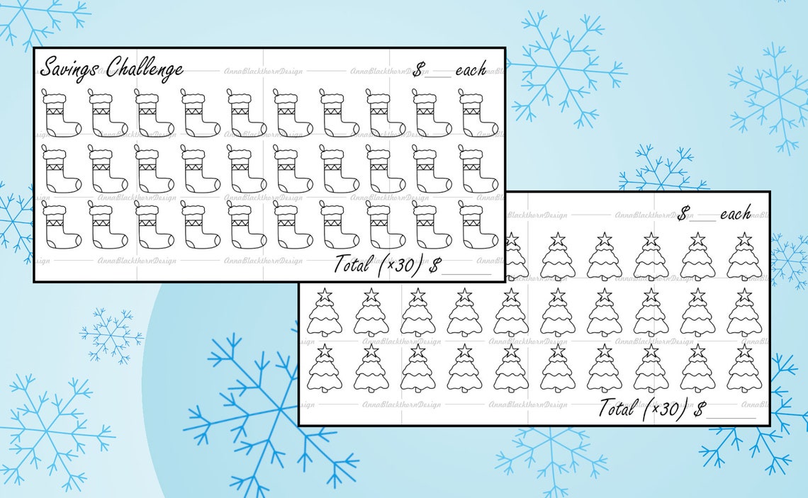 Christmas Money Savings Challenge Bundle Set of 10 6x3 Inch Fits A6 ...
