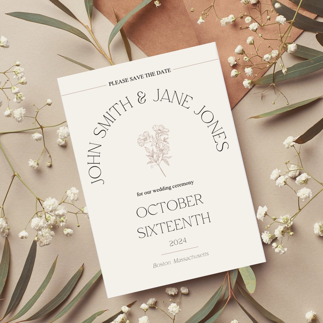Simple Save the Date, Editable Save the Date, Chic and Floral Save the ...