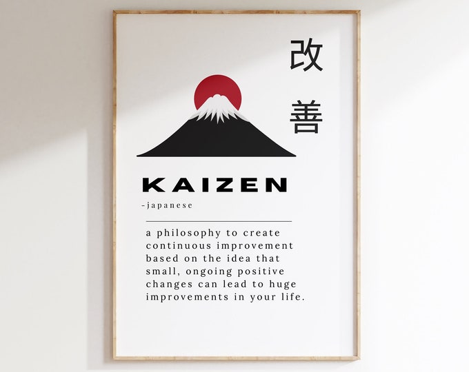 Kaizen Japanese Wall Art Printable, Dictionary Definition Artwork Poster, Digital Affirmations ...