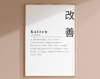Kaizen Japanese Wall Art Printable, Dictionary Definition Artwork ...