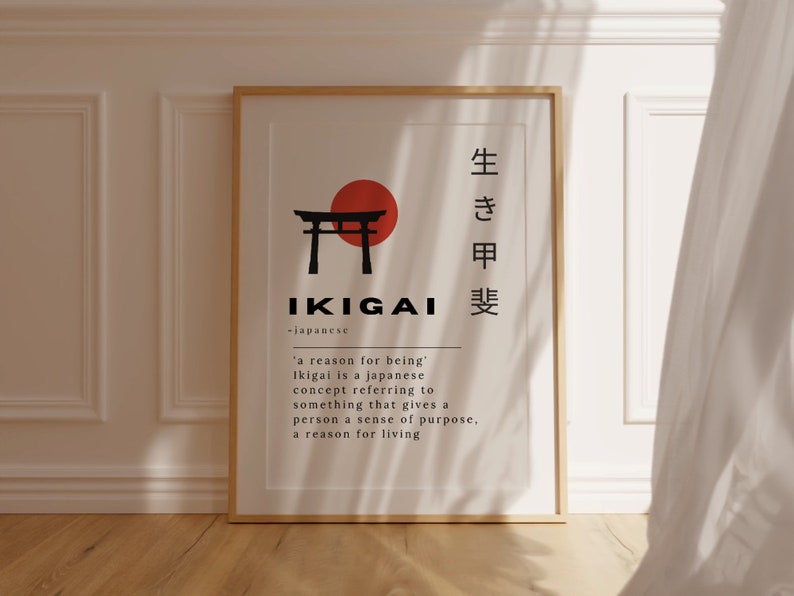 Ikigai Printable Wall Art Poster Japanese Definition Art - Etsy
