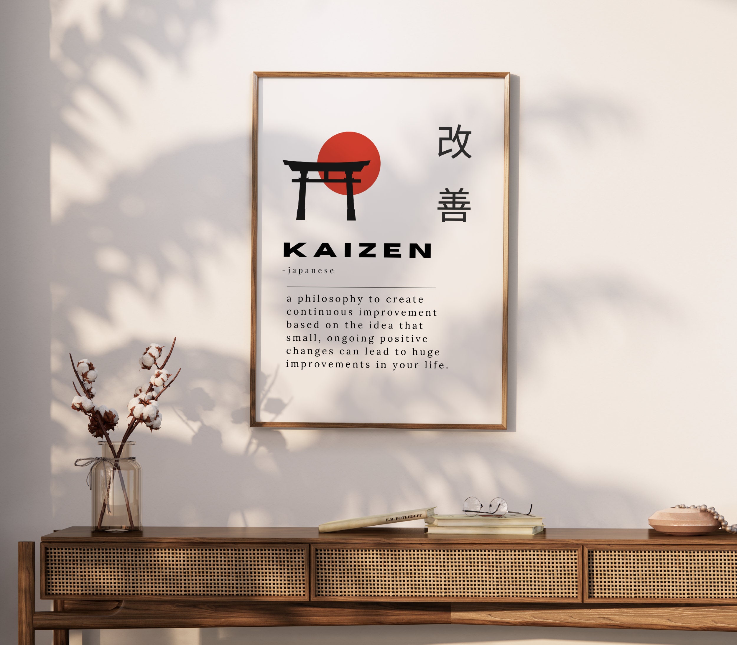 Kaizen Japanese Definition Printable Wall Art | Minimalist Black and ...