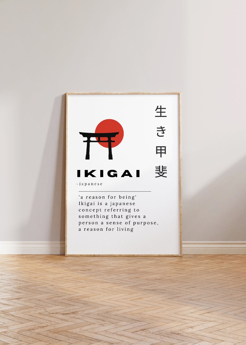 Ikigai Printable Wall Art Poster Japanese Definition Art - Etsy