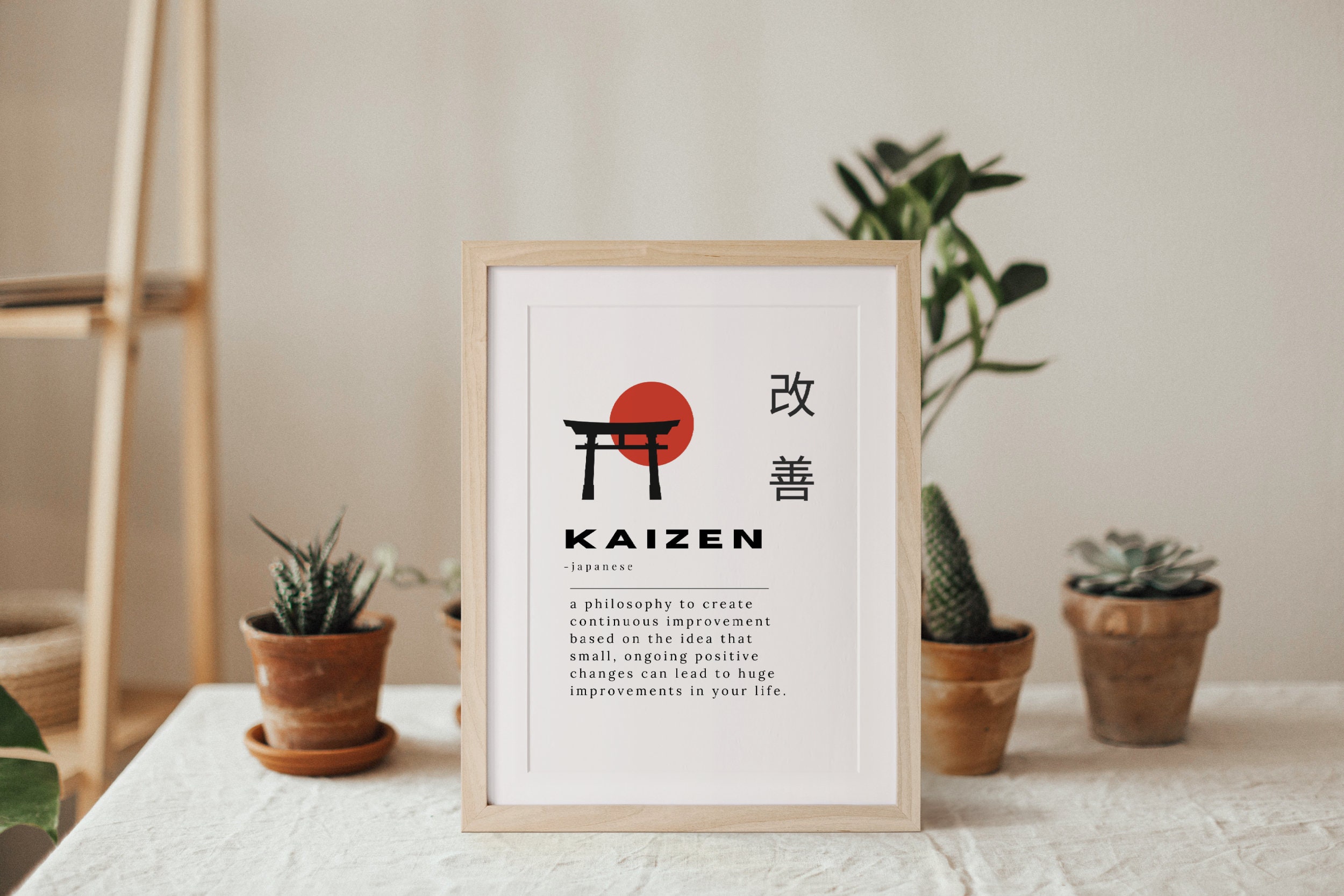 Kaizen Japanese Definition Printable Wall Art Minimalist Black and ...