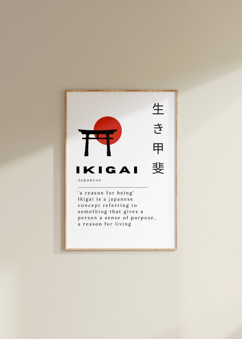 Ikigai Printable Wall Art Poster Japanese Definition Art - Etsy
