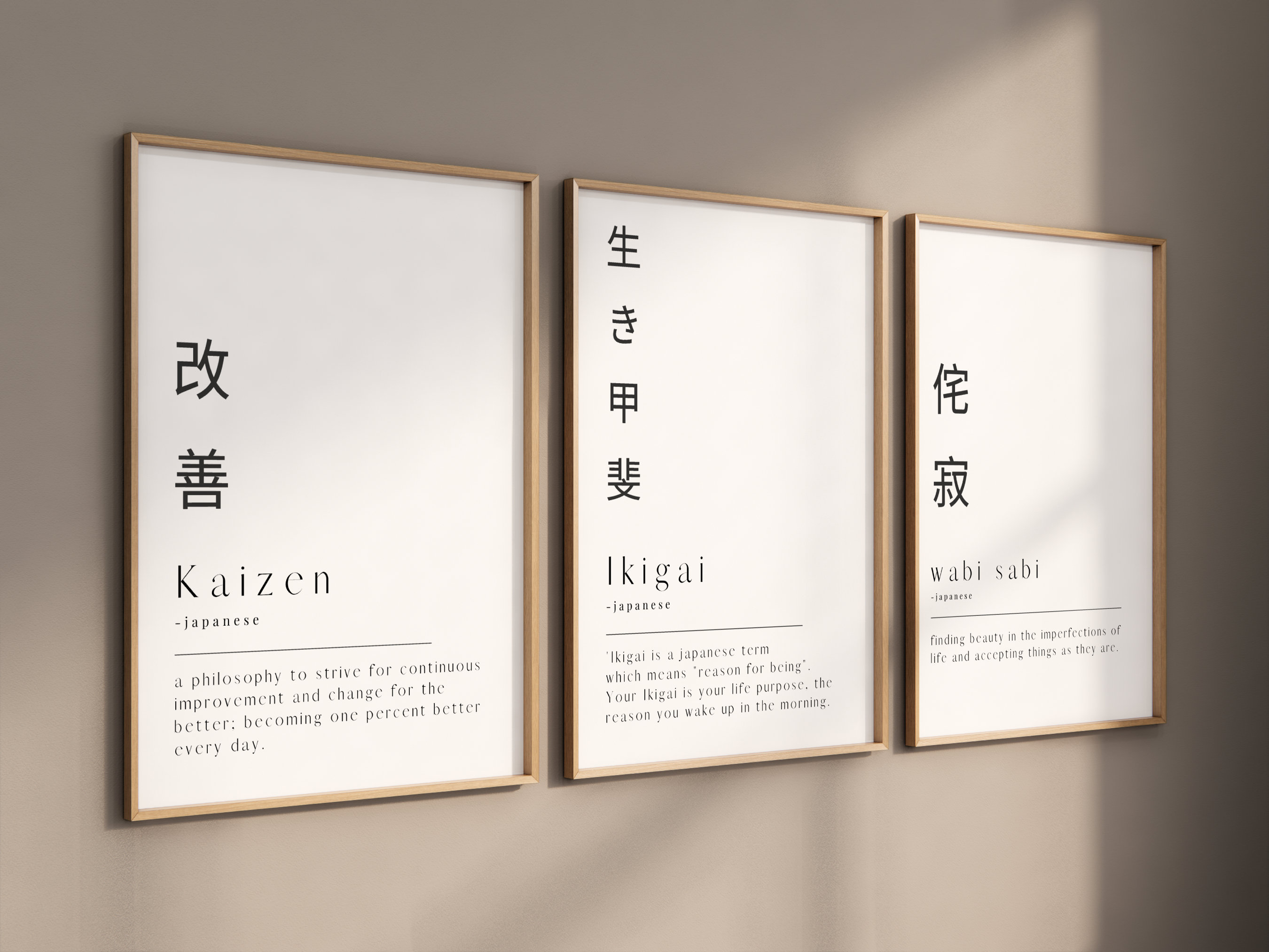 Japanese Poster Set of 3: Kaizen Ikigai and Wabi Sabi - Etsy