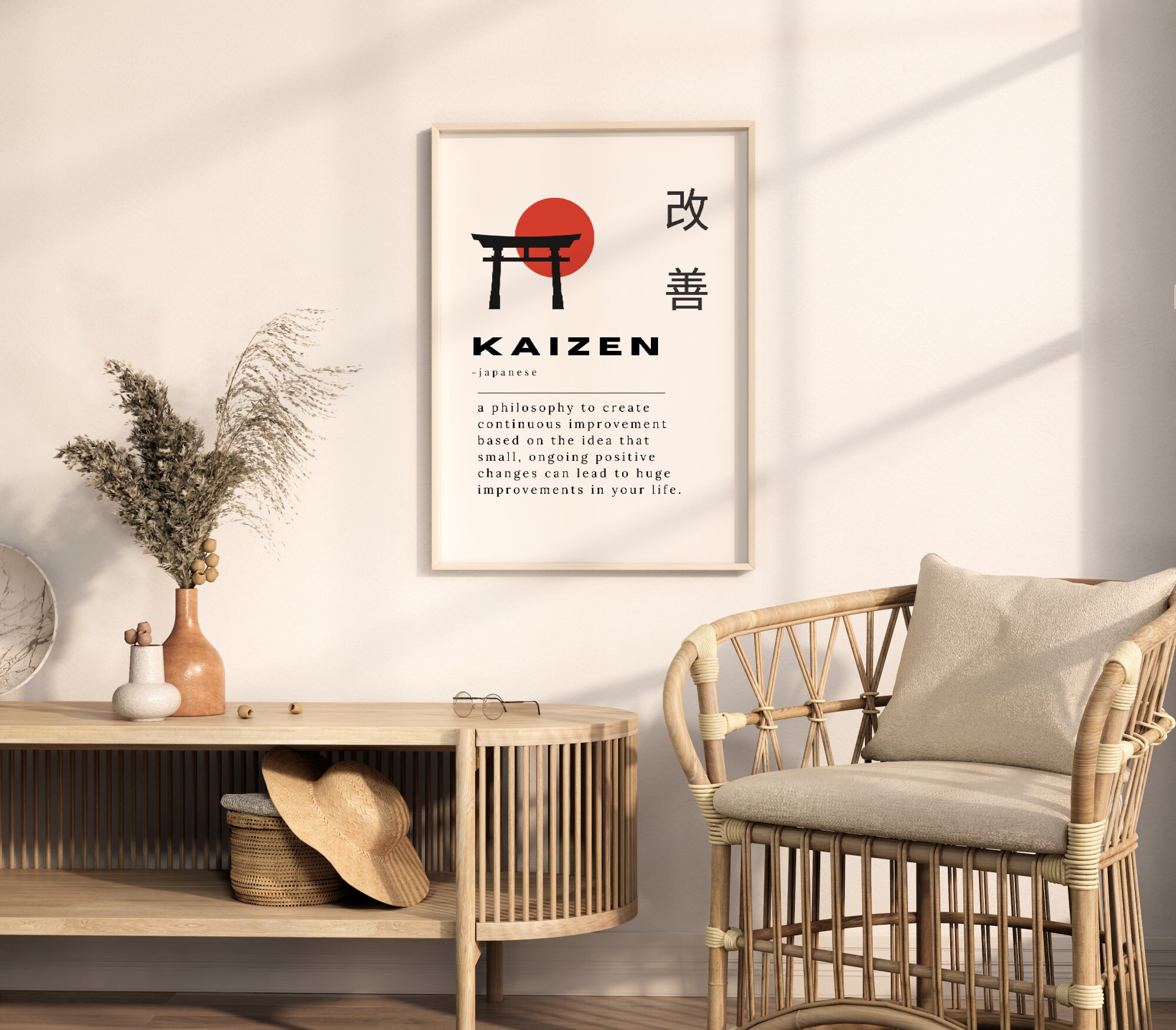 Kaizen Japanese Definition Printable Wall Art Minimalist Black and ...