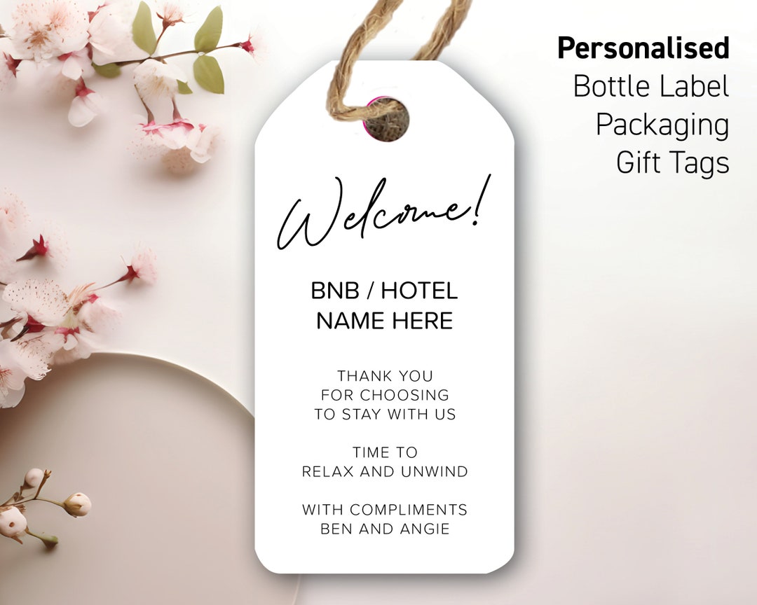 10 X Personalised Hospitality Welcome Gift Tags Printed for Your ...