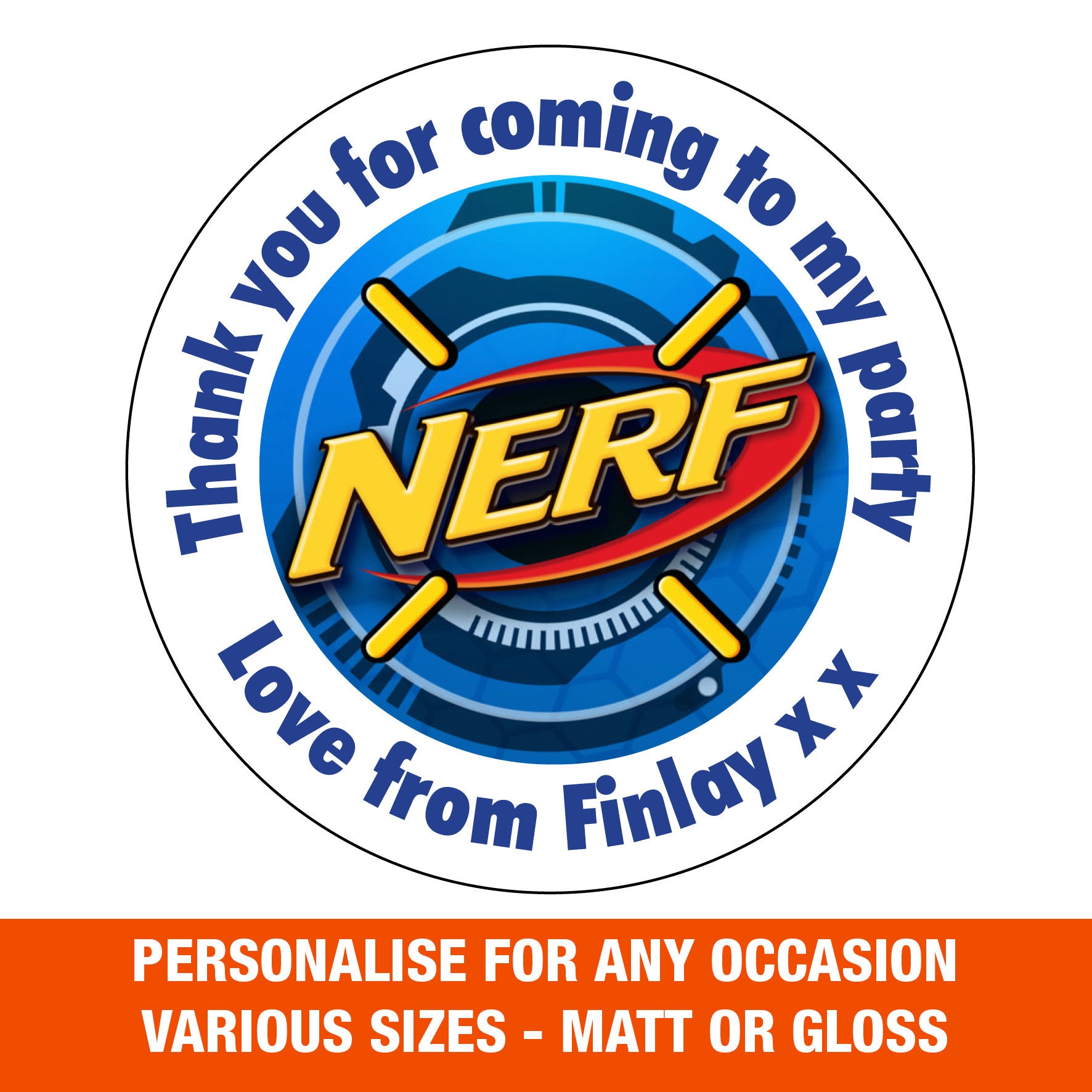 Personalised Nerf Gun Inspired Happy Birthday Party Bag Labels - Etsy