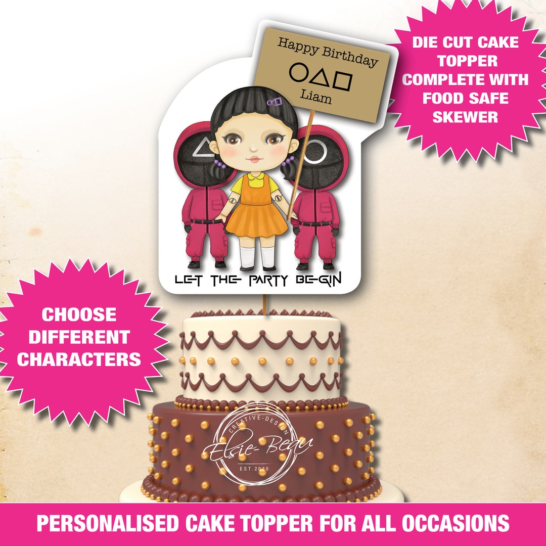 Squid Game Happy Birthday Cake Topper CHOICE OF CHARACTER Cake Topper ...