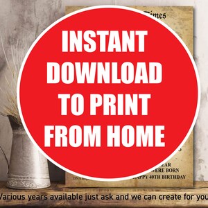 1984 40th Instant Download Digital Birthday Present Gift Idea Printable ...