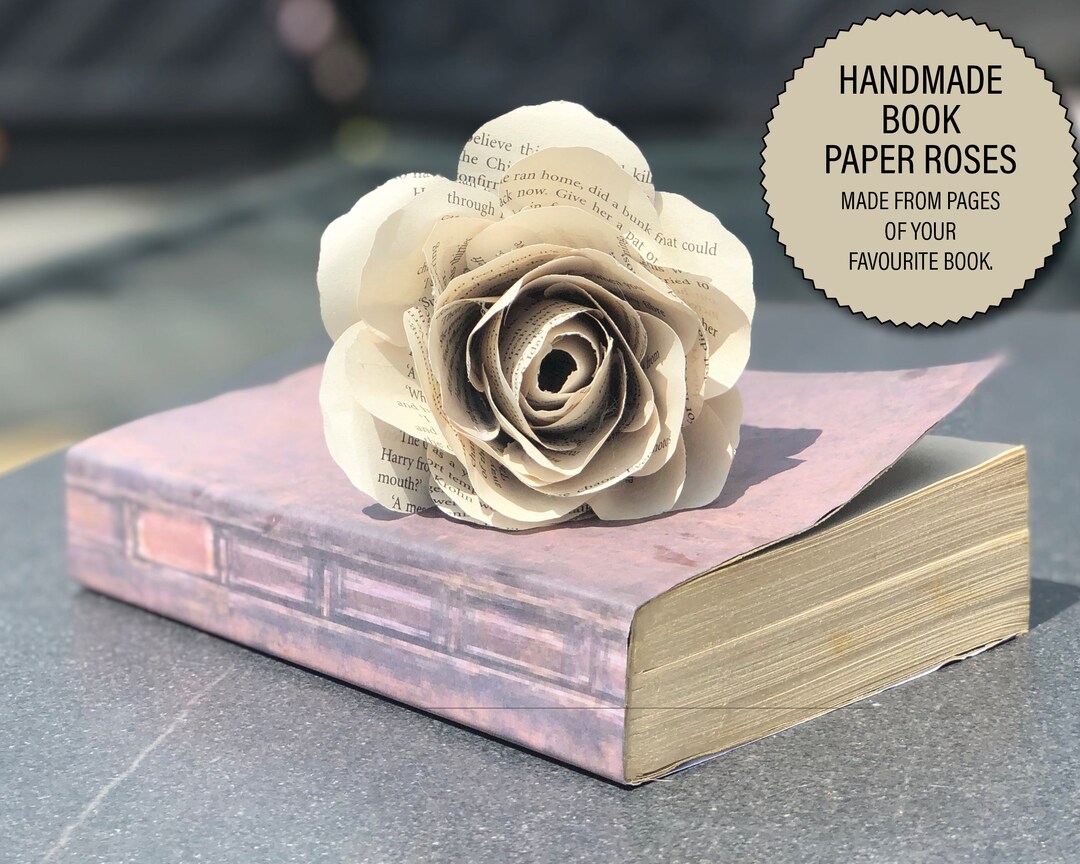 Book Page Paper Flower Roses - Handmade Paper Flowers - Wedding ...