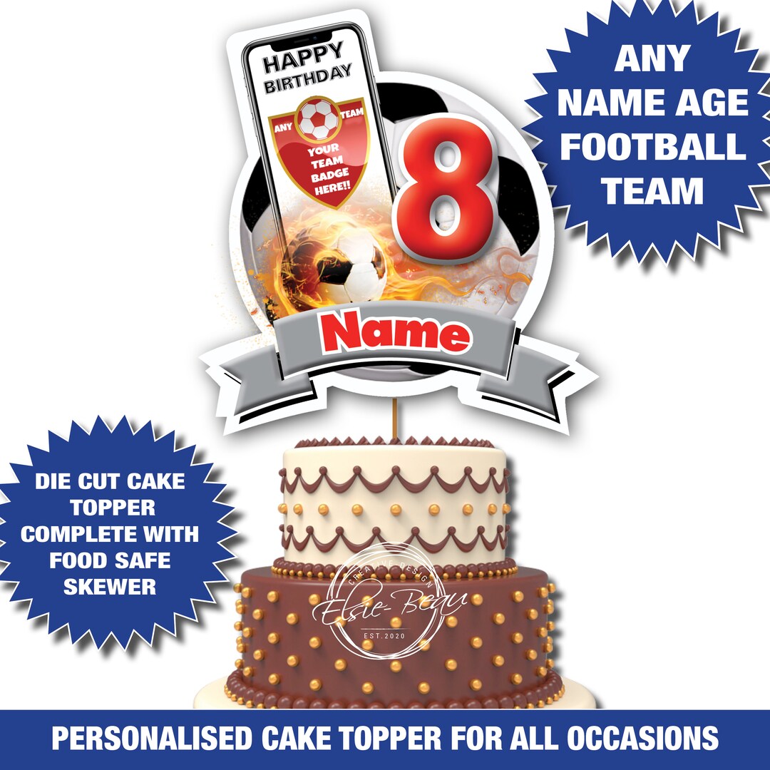 Personalised FOOTBALL Cake Topper Birthday Kids Boy Birthday Cake Any ...
