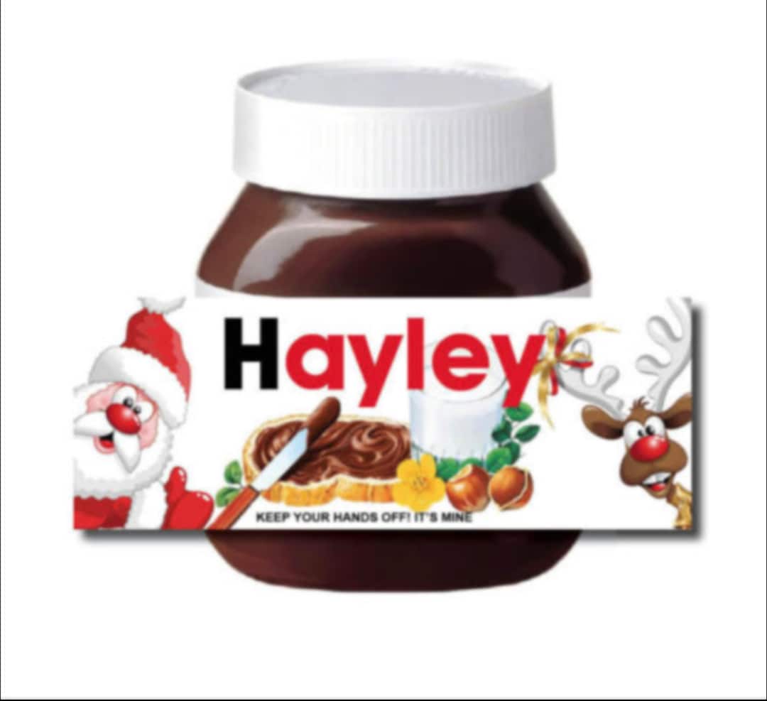 Christmas Nutella Inspired Personalised Nut Chocolate Spread Jar Bottle ...