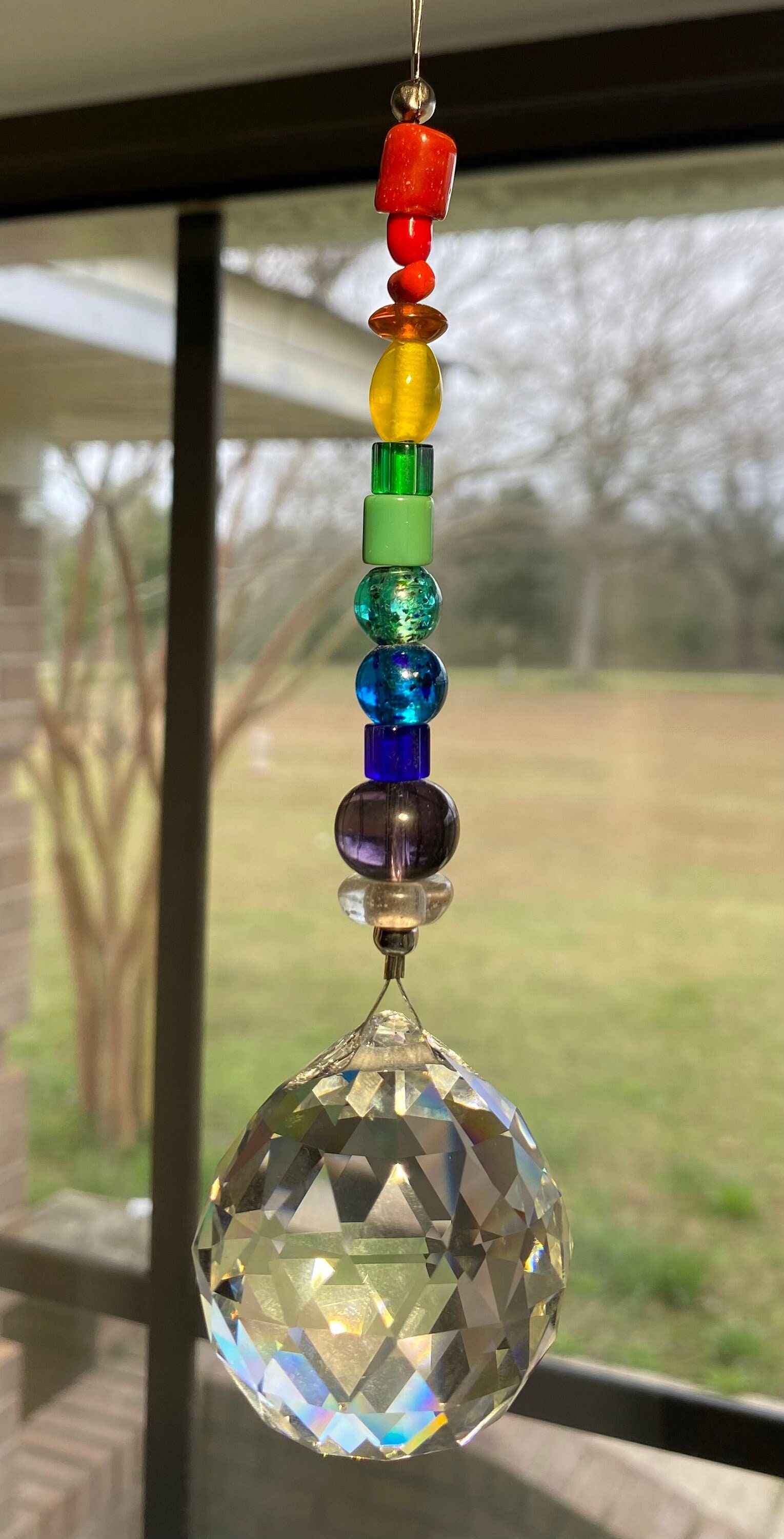 Suncatcher Crystal Rainbow Maker, 6 Glass Beaded Strand With Beautiful ...