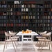3D Black Library Books Wall Mural | Large Bookshelf Paper Wallpaper ...