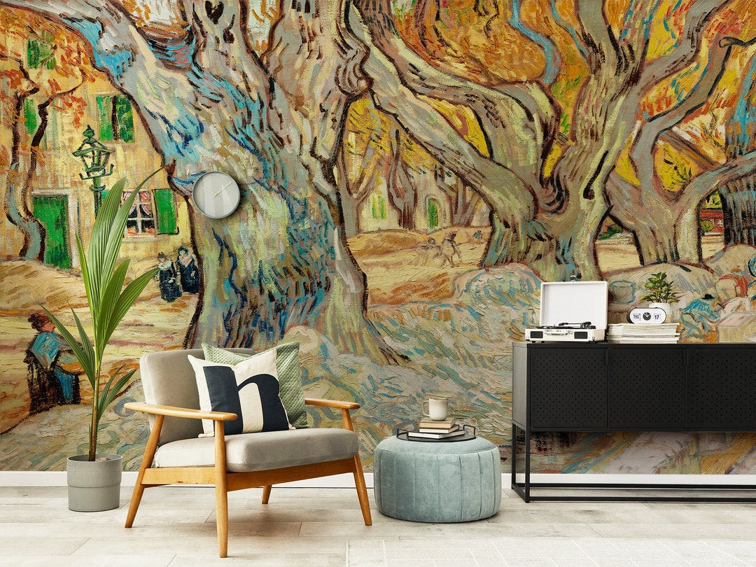 Van Gogh Wall Mural | Landscape Art Wallpaper | Easy DIY Feature Wall ...