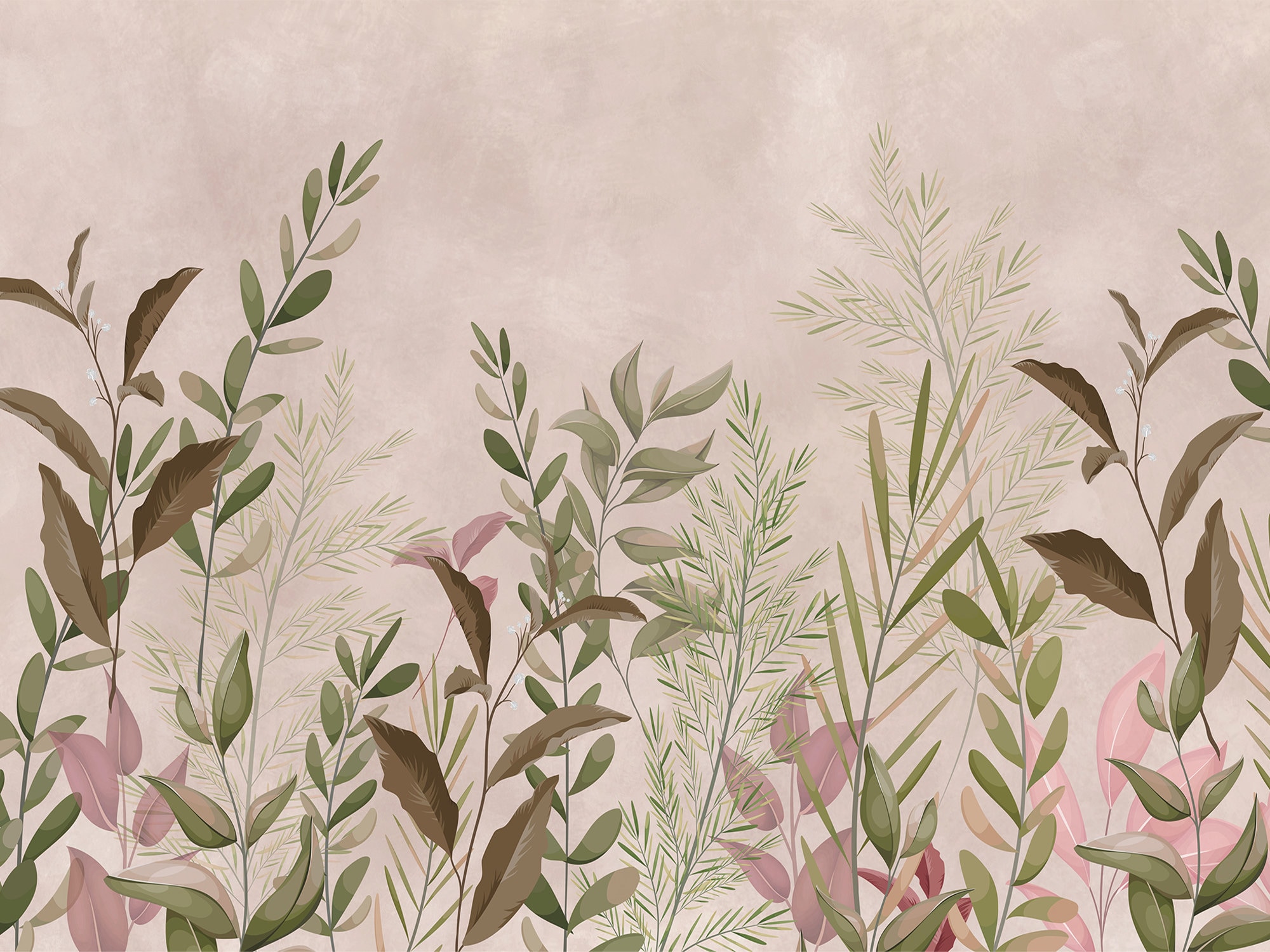 Rustic Warm Floral Wall Mural | Neutral Boho Flowers Paper Wallpaper ...