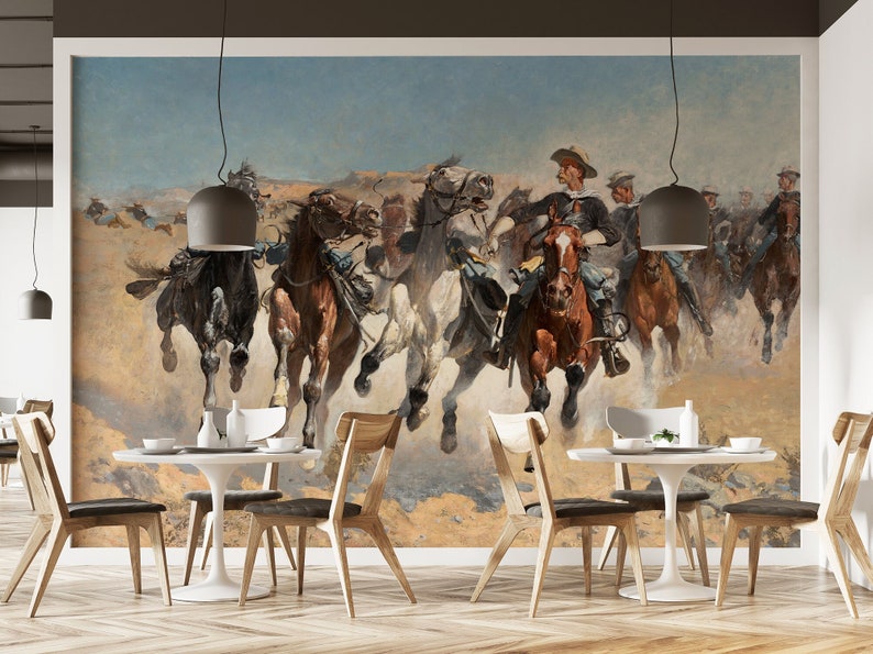 Western Painting Wall Mural American Art Wallpaper Easy - Etsy