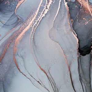 Grey and Copper Marble Wall Mural | Abstract Fluid Art Paper Wallpaper ...