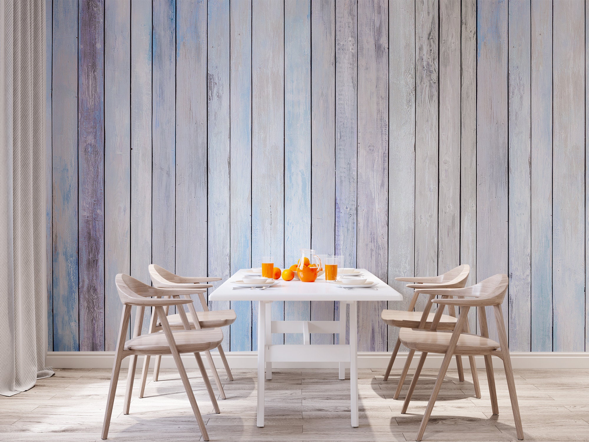 Rustic Blue Wood Panel Wall Mural | Grunge Woodgrain Pastel Paper ...