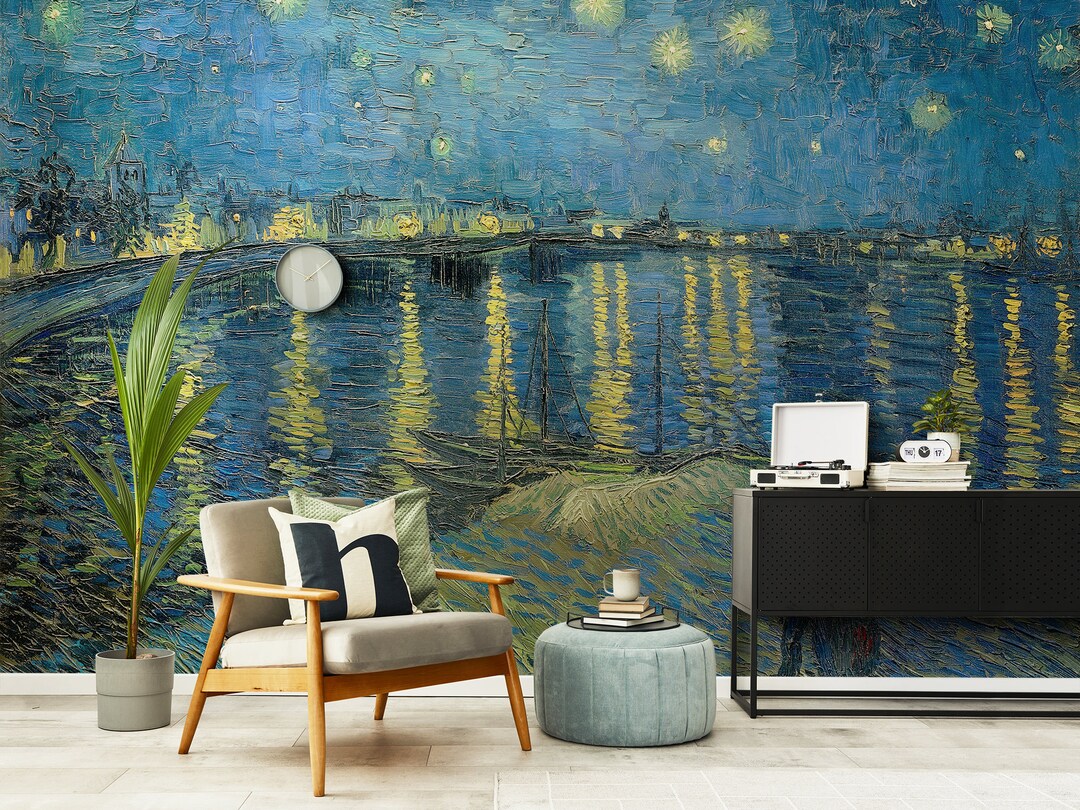 Starry Night Over the Rhone by Vincent Van Gogh Mural | Painting Paper ...