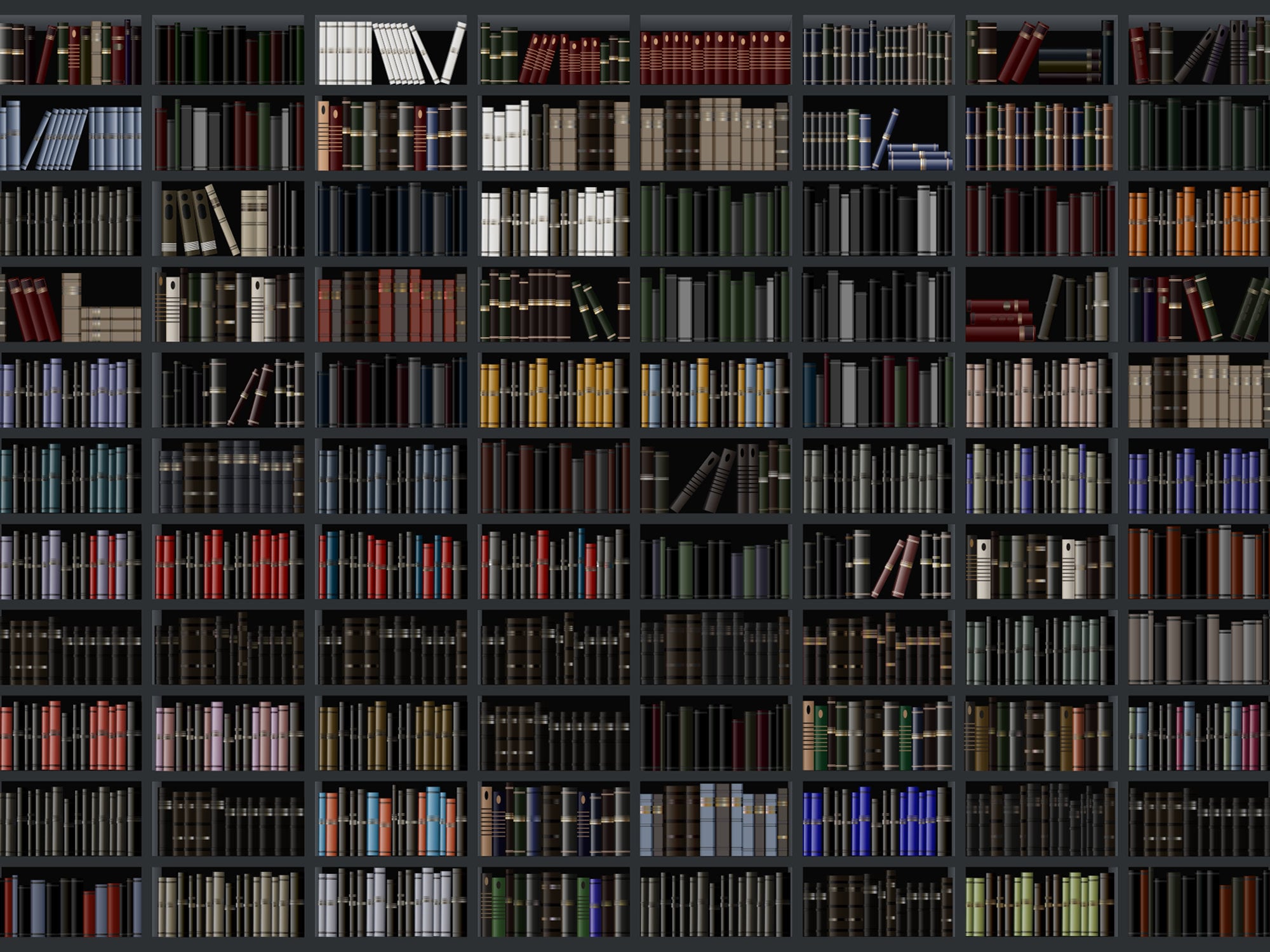 3D Black Library Books Wall Mural | Large Bookshelf Paper Wallpaper ...