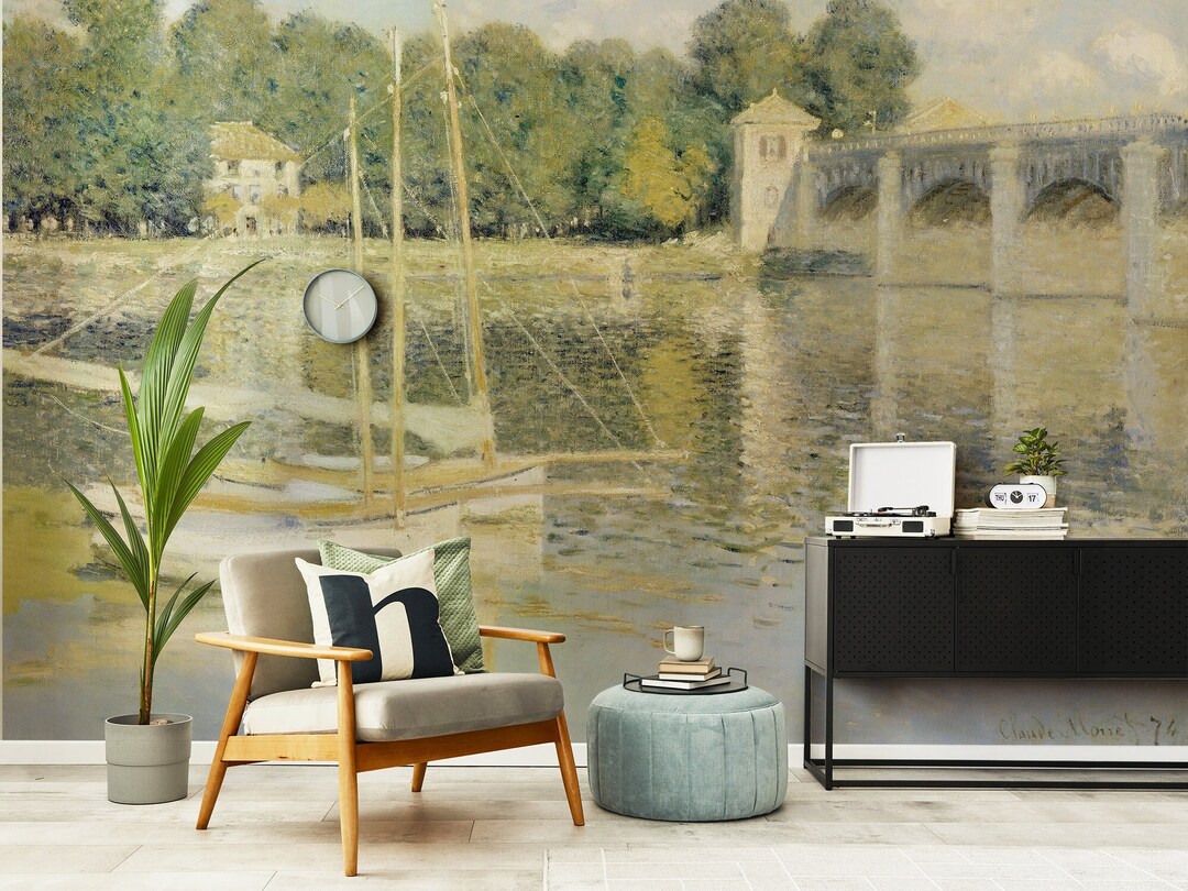 Monet Wall Mural | River Landscape Art Wallpaper | Easy DIY Feature ...