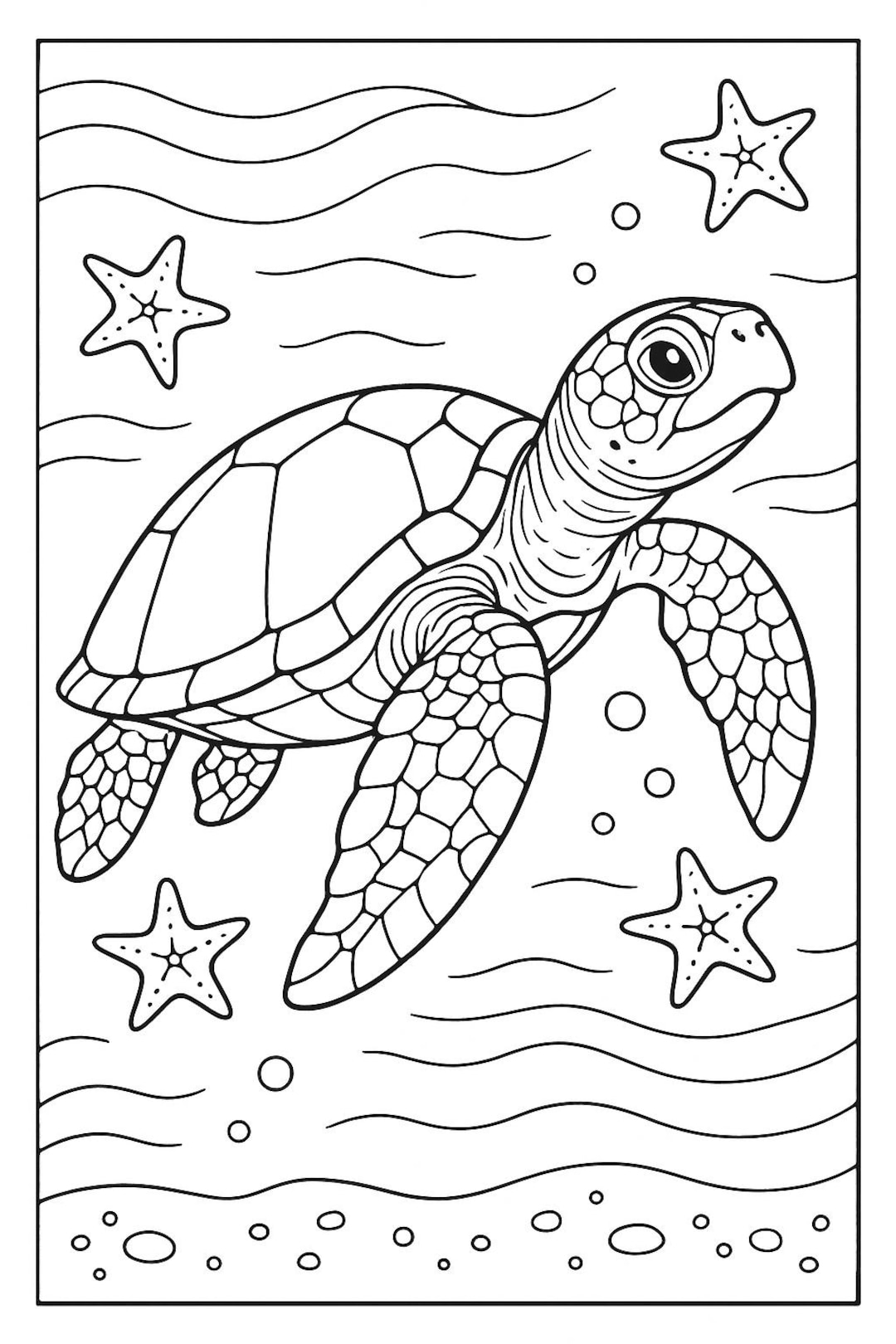 Sea Turtle Coloring Page - Etsy