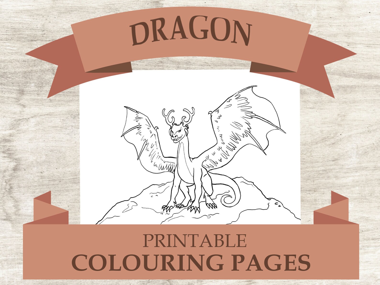 Kids Printable Colouring Book Dragon Illustration Download - Etsy