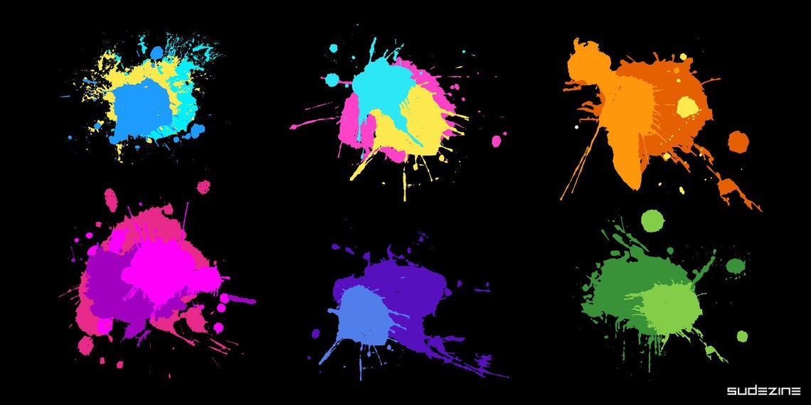 Color Paint Splatters - Clip Art - | Instant Digital Download - Etsy