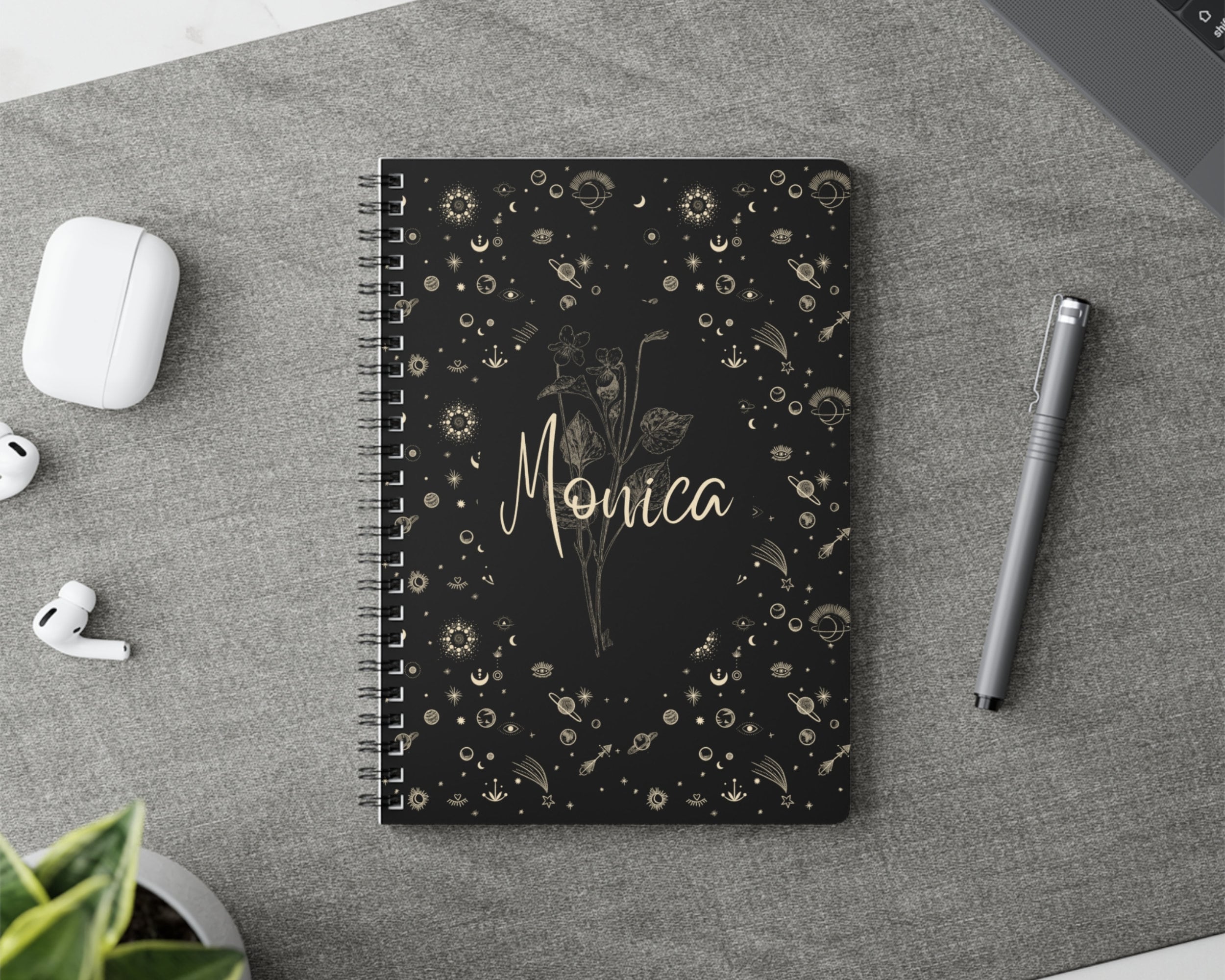 Personalized Notebook, Personalized Birthday Gift, Birth Month Flower ...