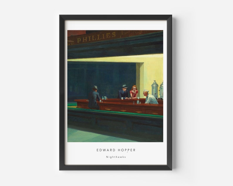 Edward Hopper, Nighthawks, Midcentury Art Poster, Famous Painting ...