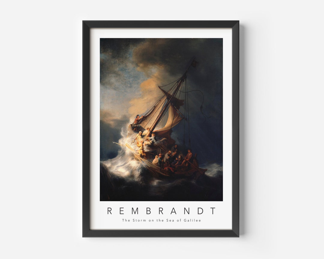 Rembrant, Storm at the Sea of Galilee, Mid-century Art Poster, Famous ...
