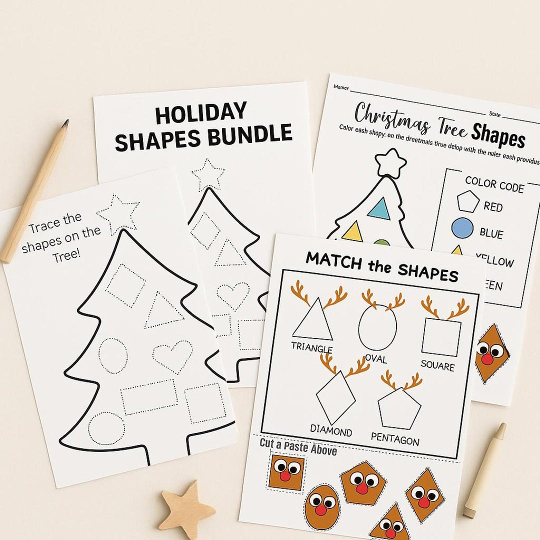 Christmas Shapes Preschool Activity Bundle - Etsy