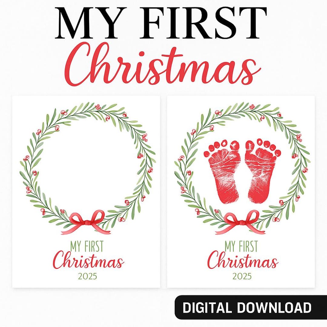 Baby Footprint Christmas Keepsake • My First Christmas Printable ...