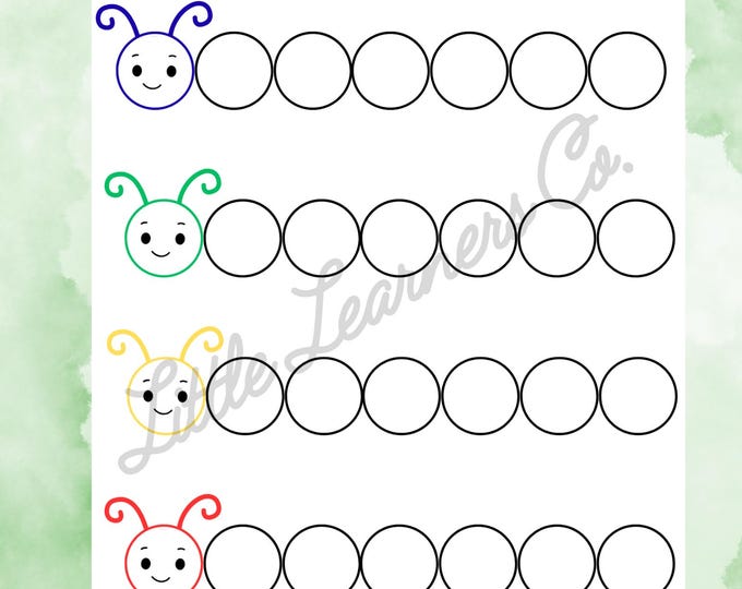 Caterpillar Counting Printable: Color Matching Preschool Game (digital ...