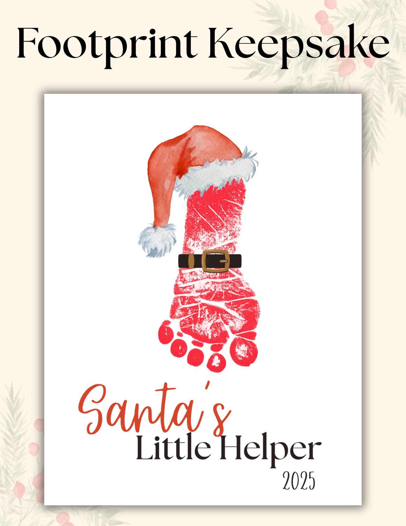 Santa Footprint Baby Craft Template • Christmas Keepsake Printable ...