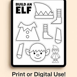 Build an Elf Printable | Holiday Craft Worksheet for Kids - Etsy