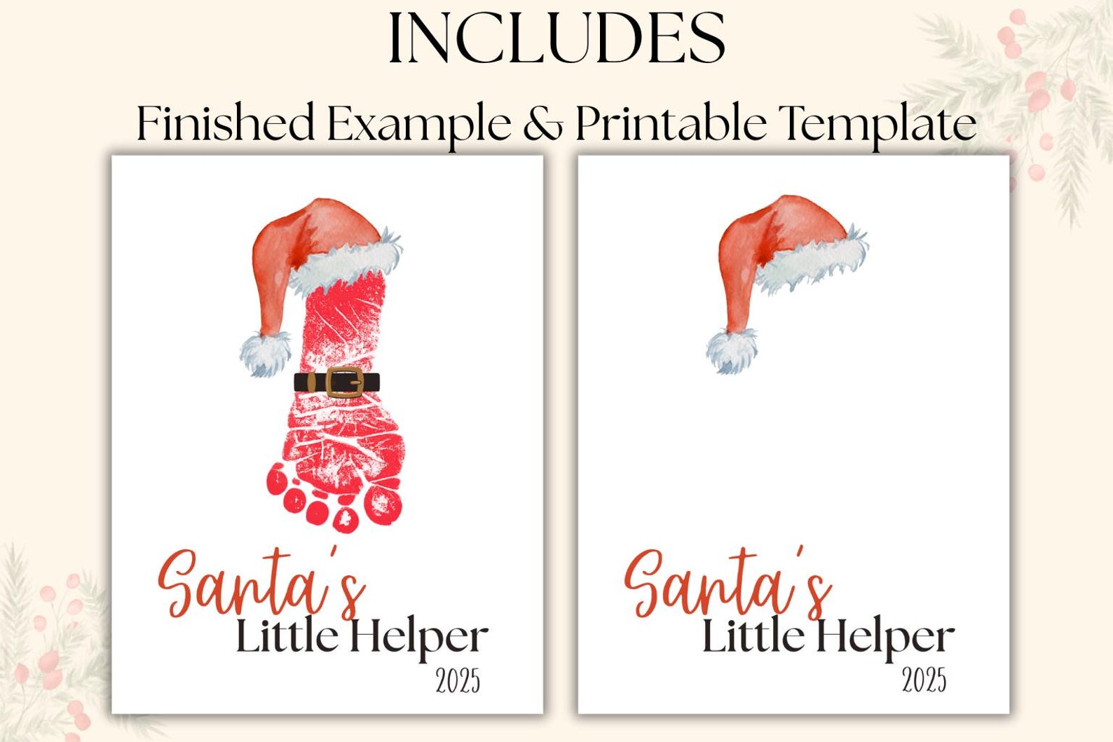 Santa Footprint Baby Craft Template • Christmas Keepsake Printable ...