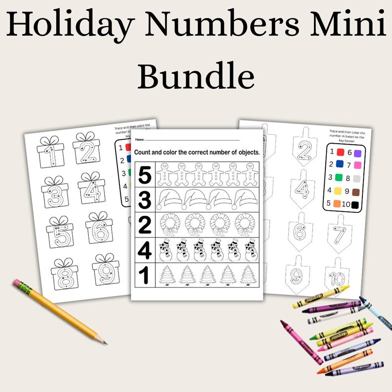 Christmas Number Tracing Worksheet • Holiday Toddler Printable (PDF) - Etsy