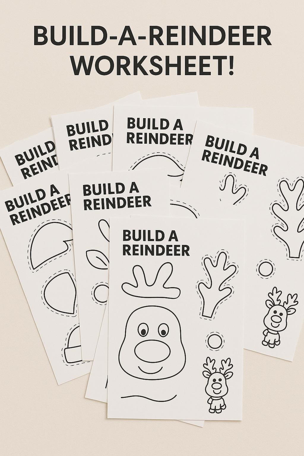Build a Reindeer Printable | Holiday Craft Worksheet for Kids - Etsy