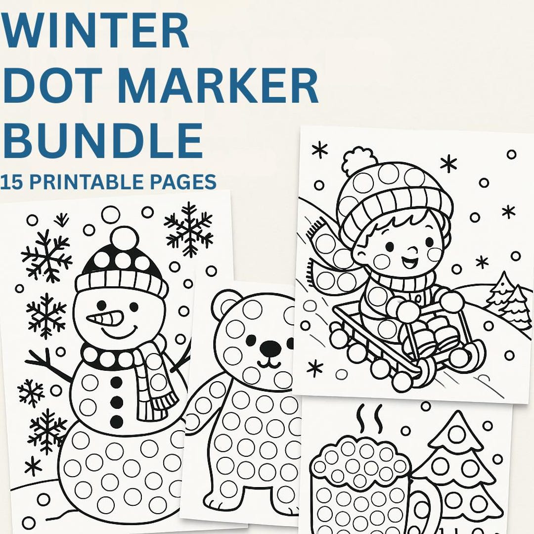 Winter Dot Marker Bundle | 15 Do-a-dot Pages | Kids Printable PDF - Etsy
