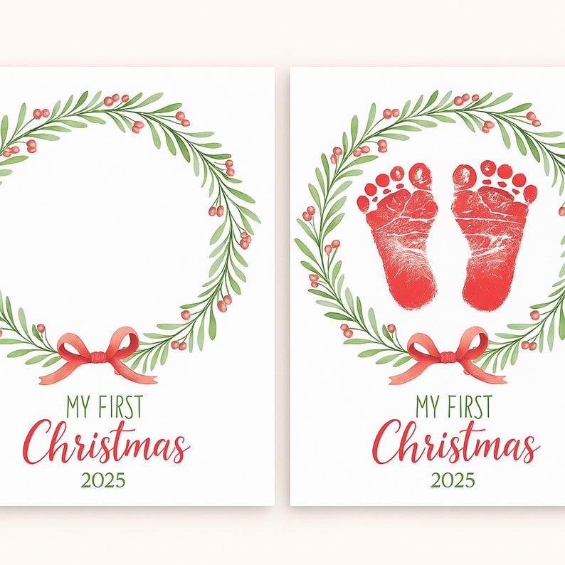 Baby Footprint Christmas Keepsake • My First Christmas Printable ...