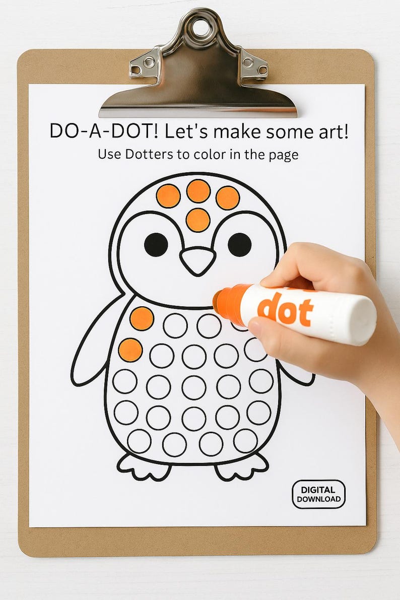 Penguin Dot Marker Coloring Page | Winter Do-a-dot Printable - Etsy