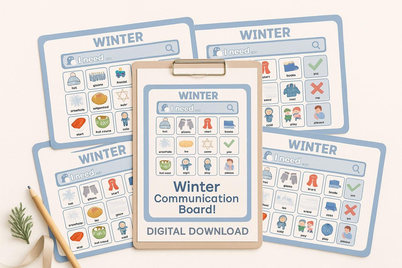 Winter Communication Board | AAC Printable - Etsy