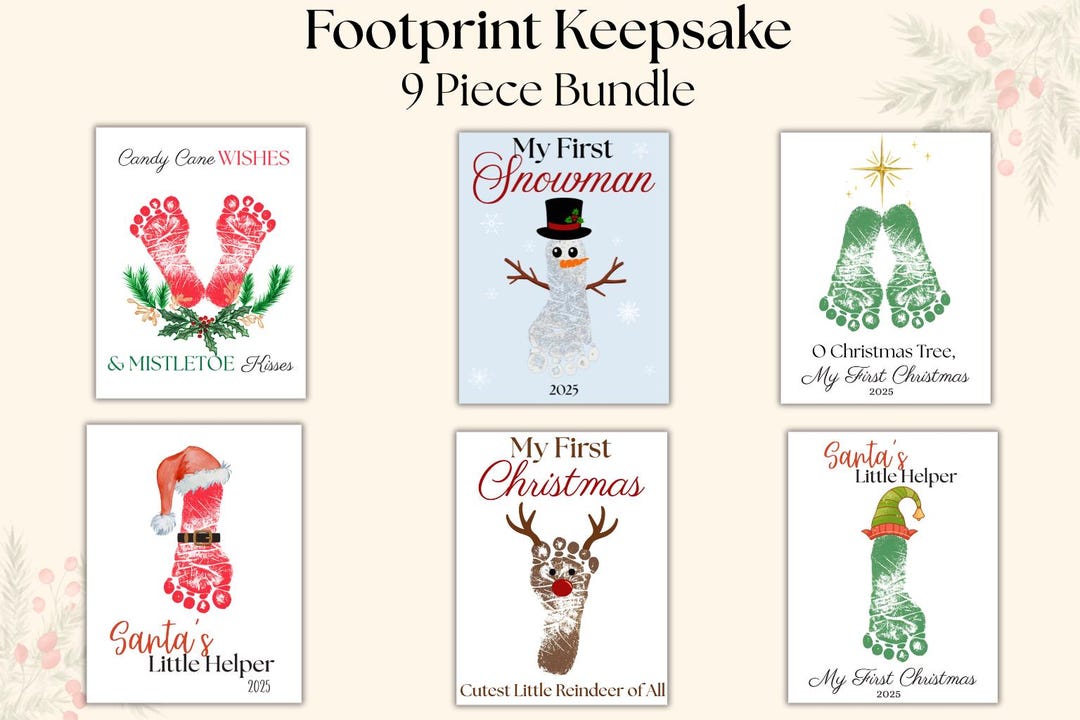 Baby’s First Christmas Footprint Bundle | 9 Printable Templates ...