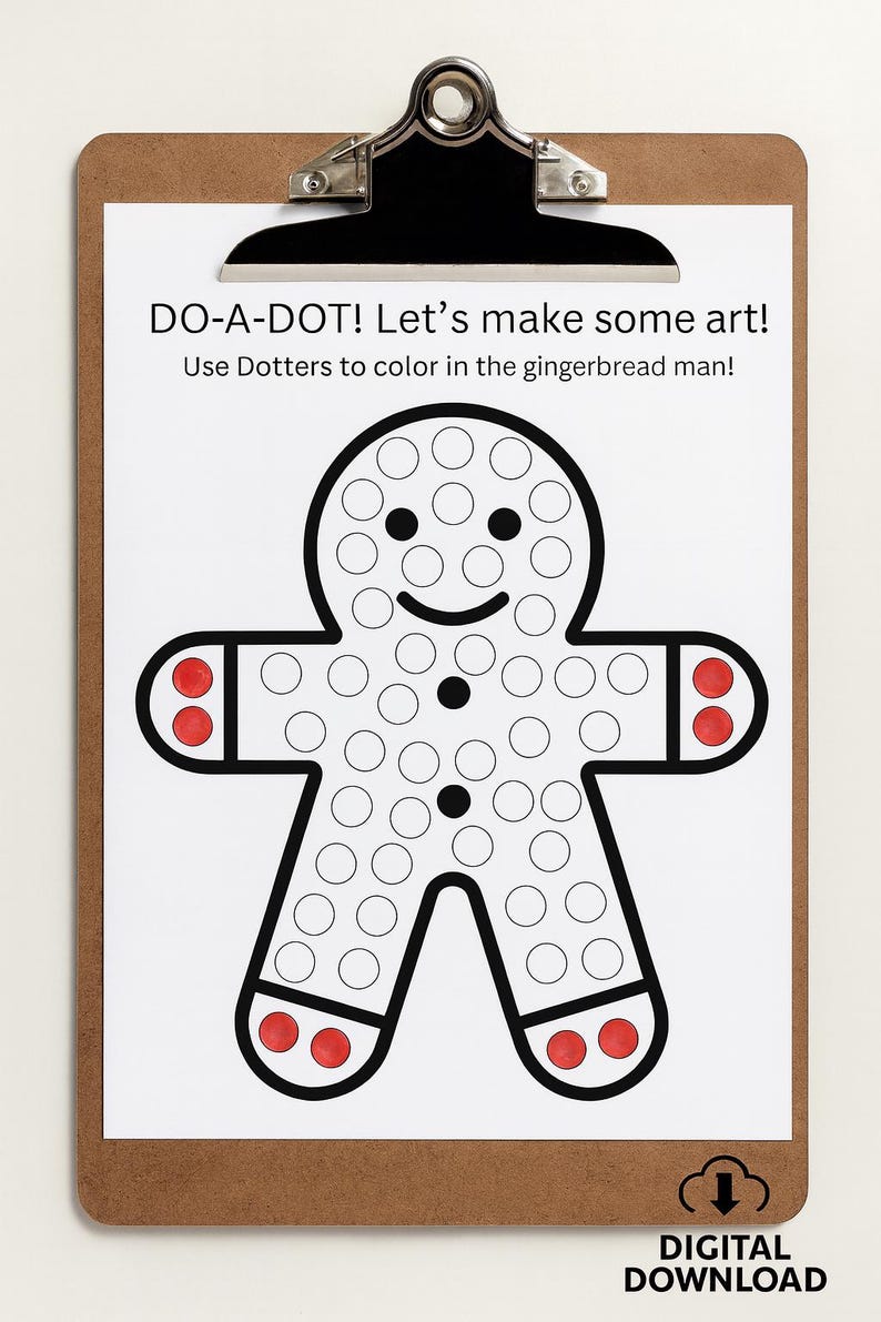 Gingerbread Man Dot Marker Page – Holiday Toddler Printable - Etsy