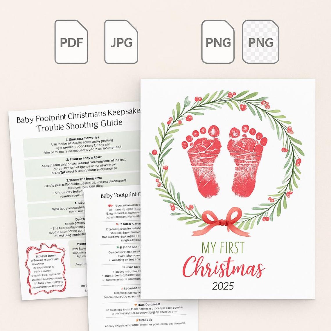Baby Footprint Christmas Keepsake • My First Christmas Printable ...